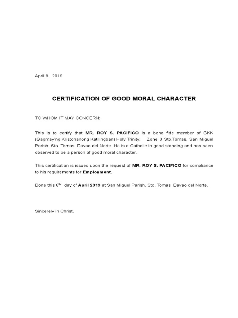 Good Moral Final | PDF | Christian Denominational Families | Catholic ...