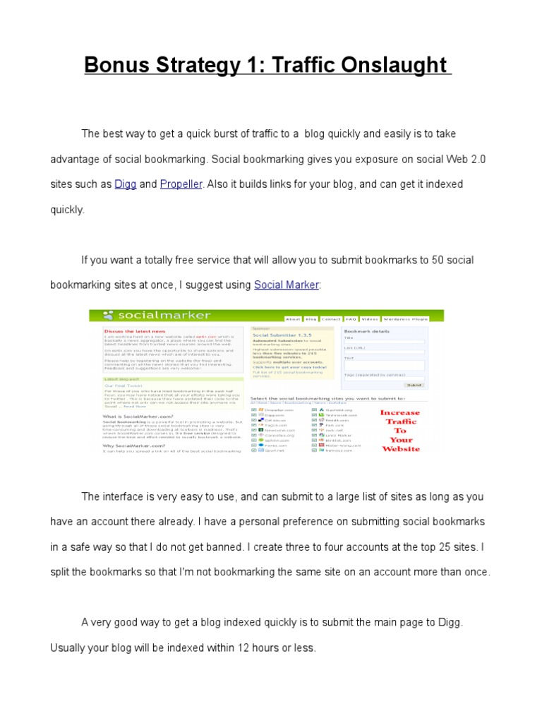 Bonus Strategy 1: Traffic Onslaught: Digg Propeller | PDF | Search ...