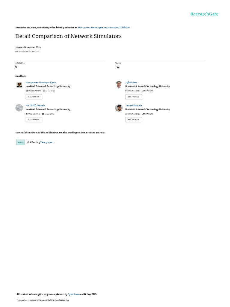 Researchpaper Detail Comparison of Network Simulators | PDF | Graphical ...