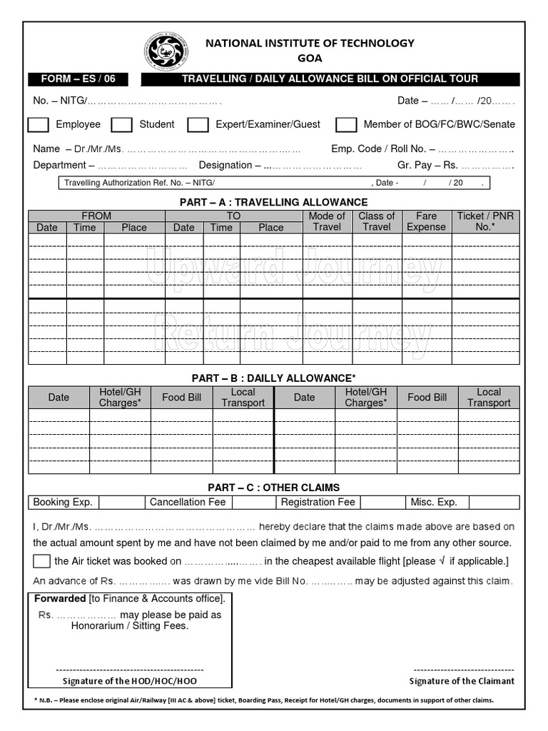 Travel Allowance Form | PDF | Cheque | Financial Services