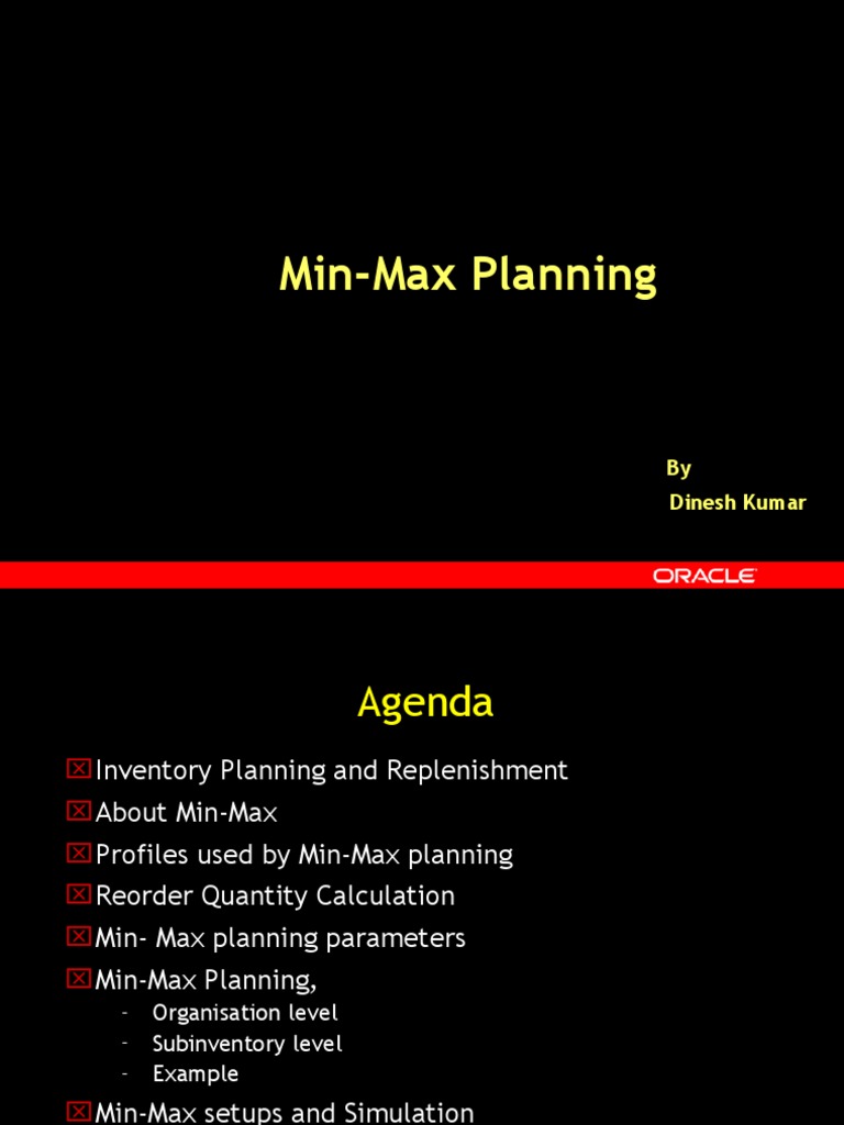 Min-Max Planning: by Dinesh Kumar | PDF | Inventory | Business