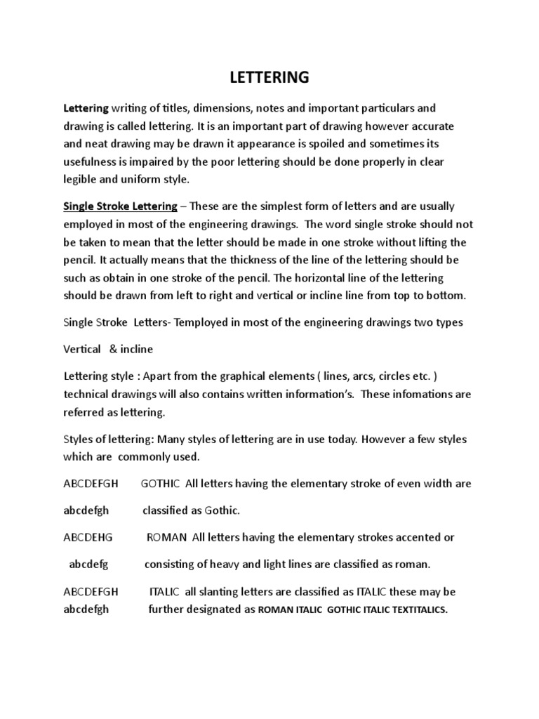 Guidelines for Effective Technical Lettering in Engineering Drawings ...