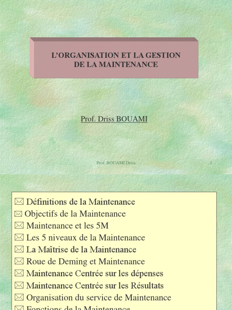 Un Bon Cours en Gestion de Maintenance PDF | PDF | Gestion des ...