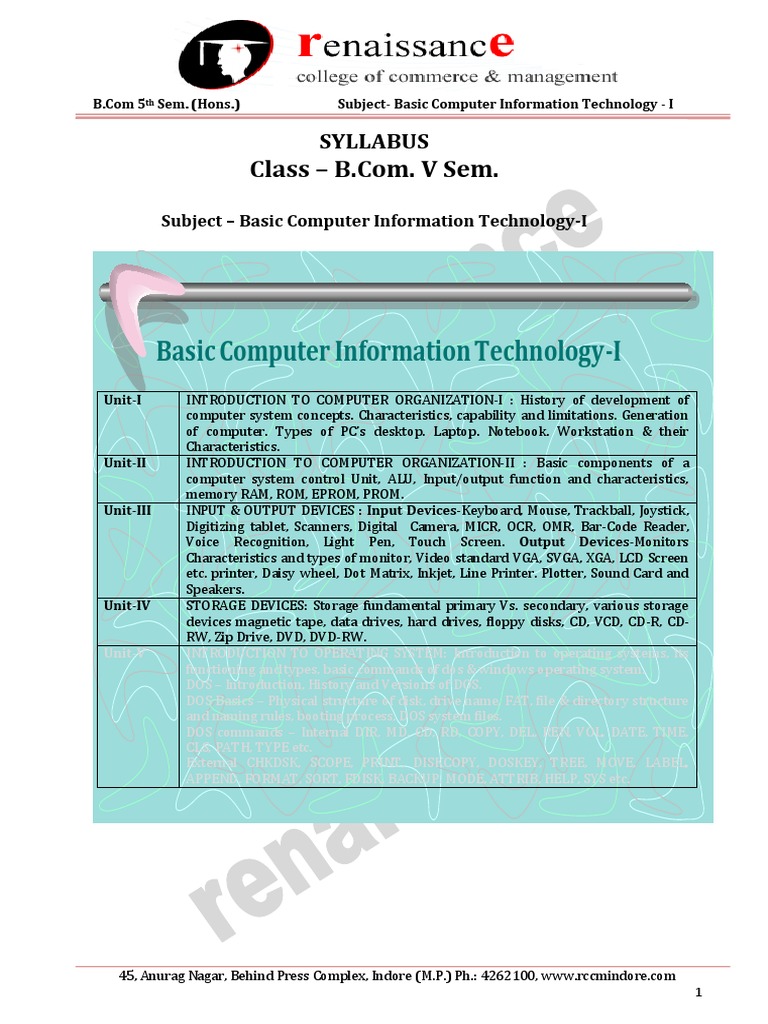 Hons 5 Basic Computer Information Technology I GC | PDF | Read Only ...
