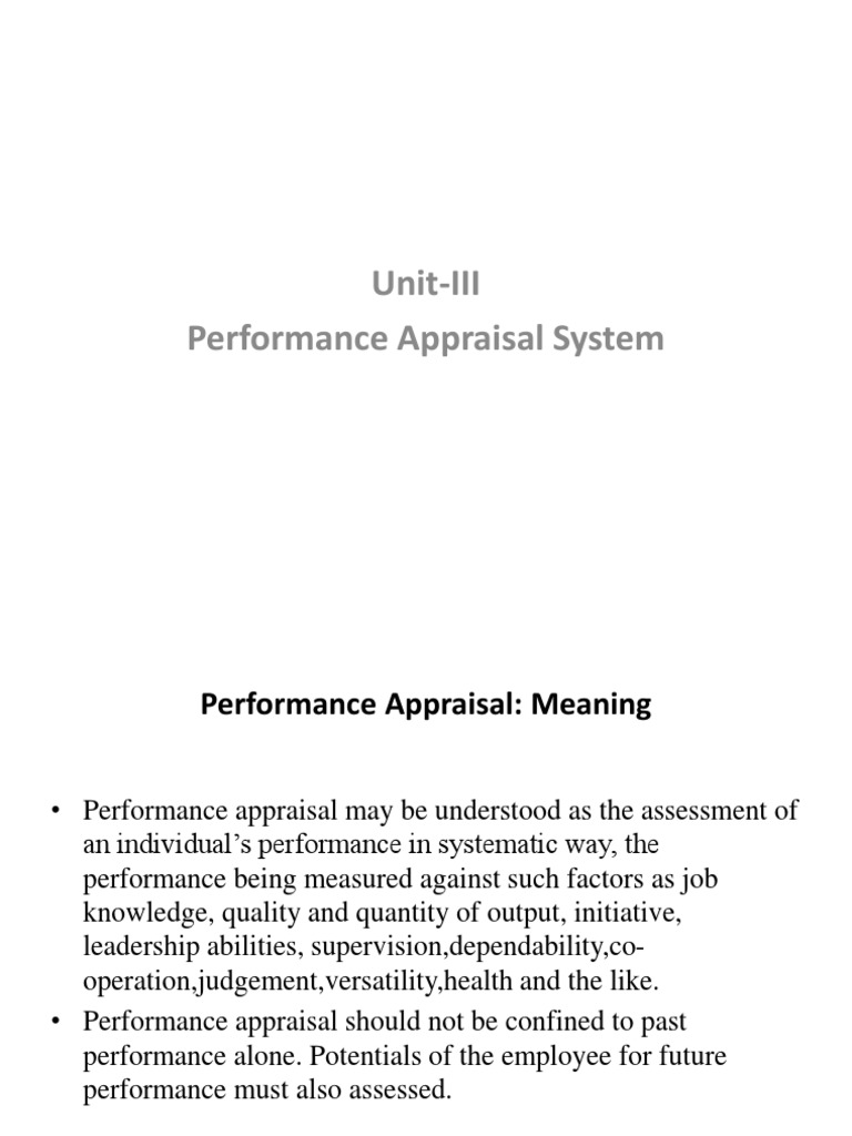 Module-III Performance Appraisal System | PDF | Performance Appraisal ...