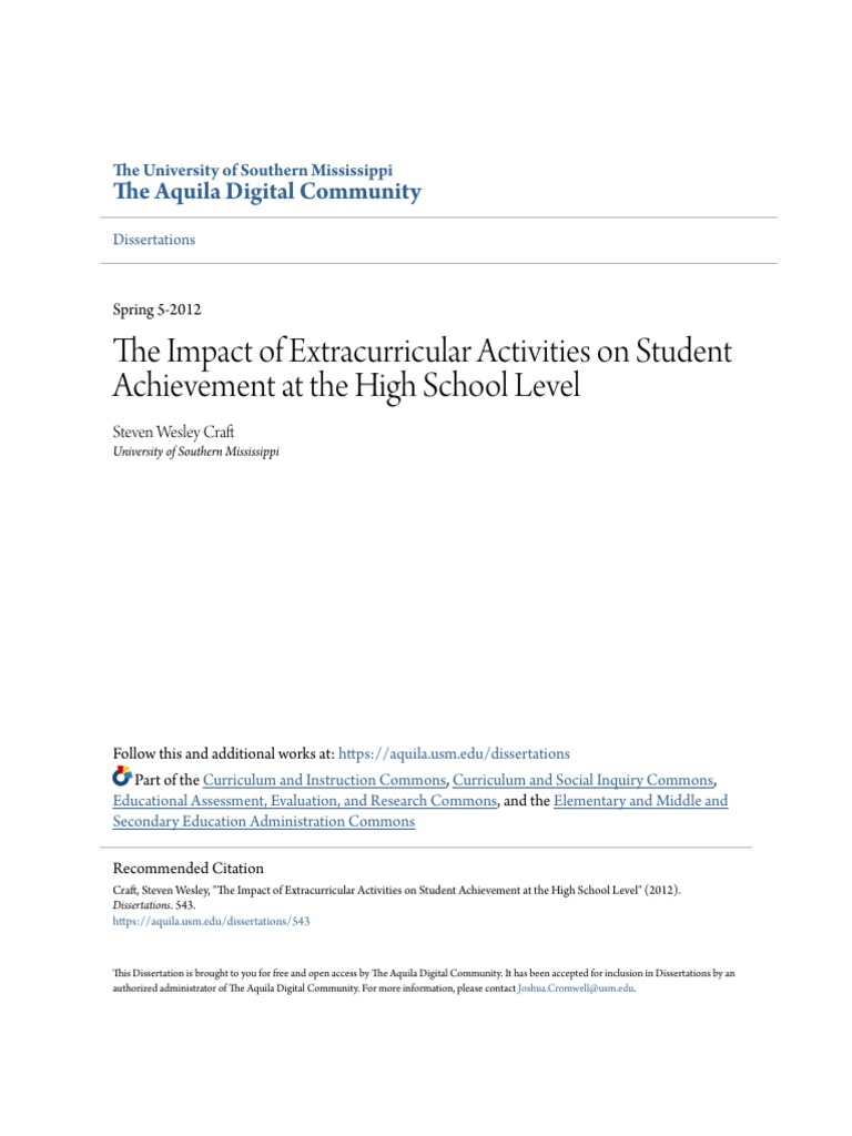 The Impact Of Extracurricular Activities On Student Achievement A Pdf