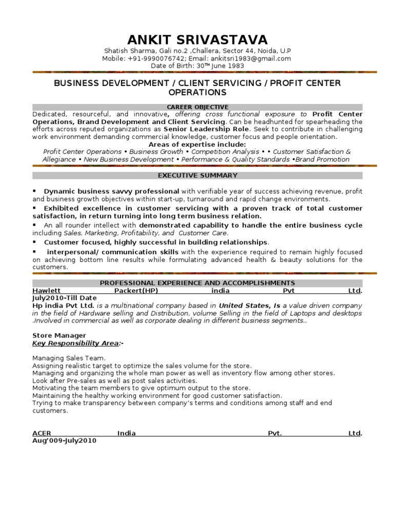 Ankit Resume | PDF | Business Development | Sales