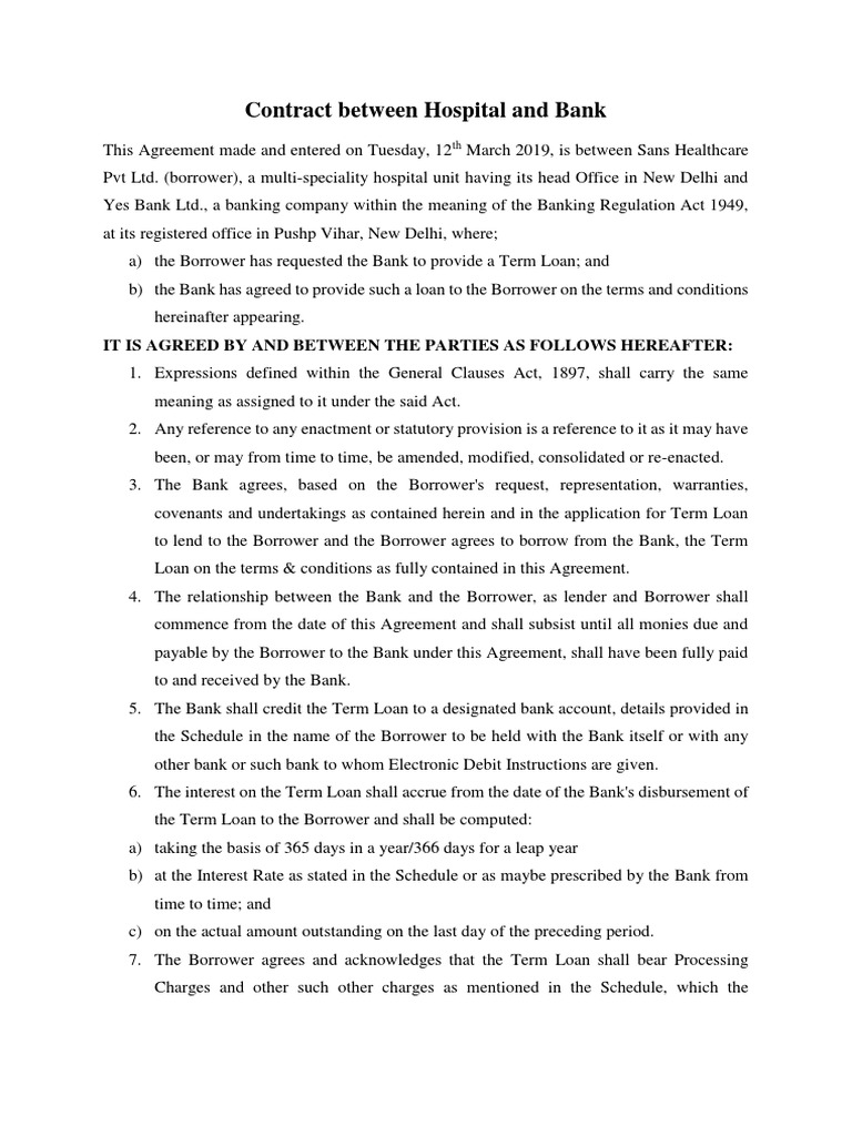 Bank Loan Contract | PDF | Loans | Banks