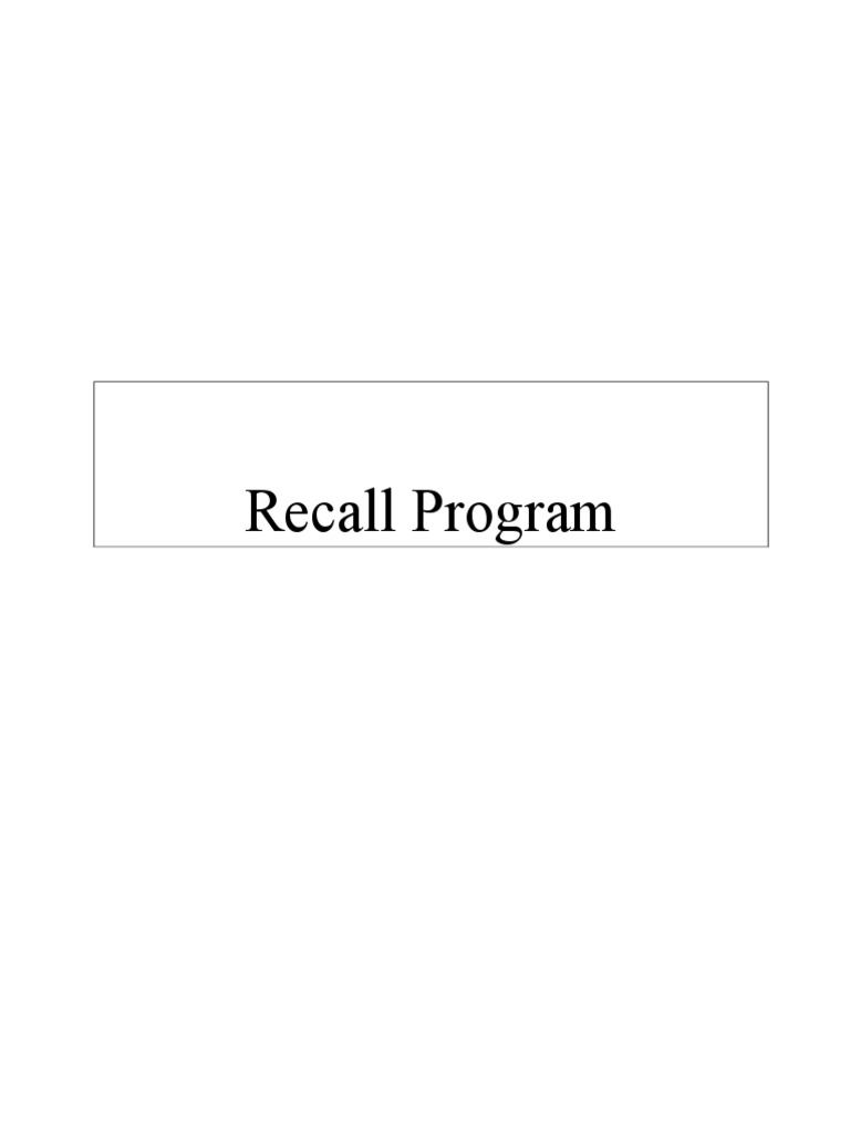 Recall Program | PDF | Crisis Management | Retail