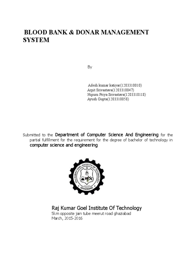 Blood Management System | PDF | Conceptual Model | Runtime System