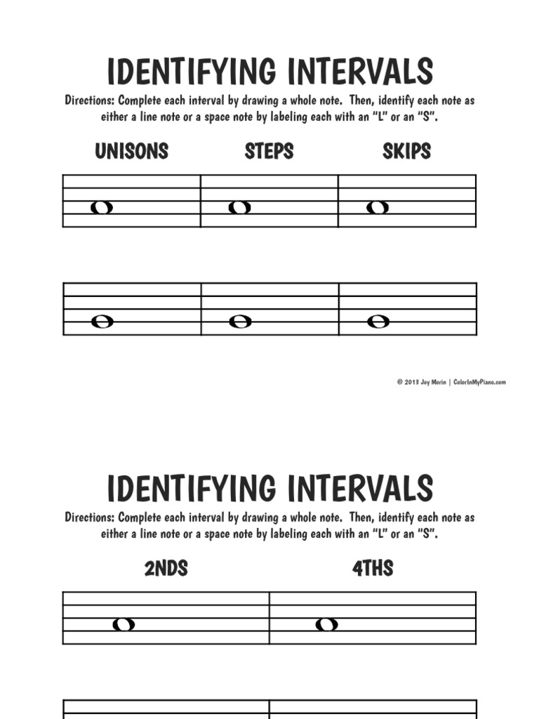 Identifying Intervals: Unisons Steps Skips | PDF