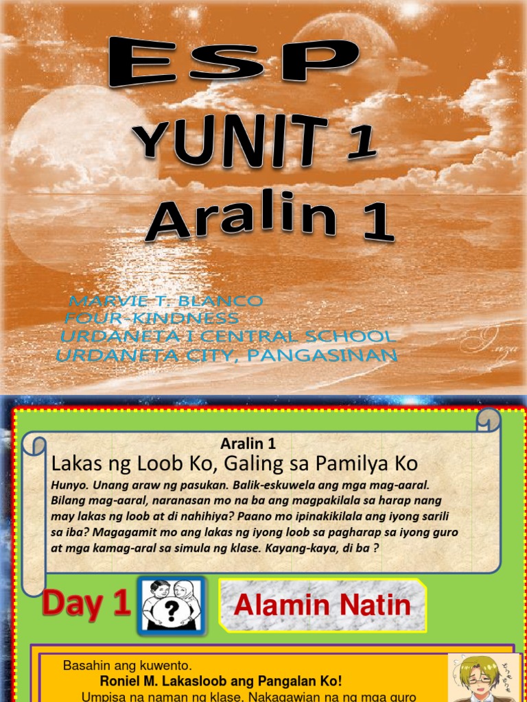 ESP - Aralin 1 Lakas NG Loob Ko, Galing Sa Pamilya Ko | PDF