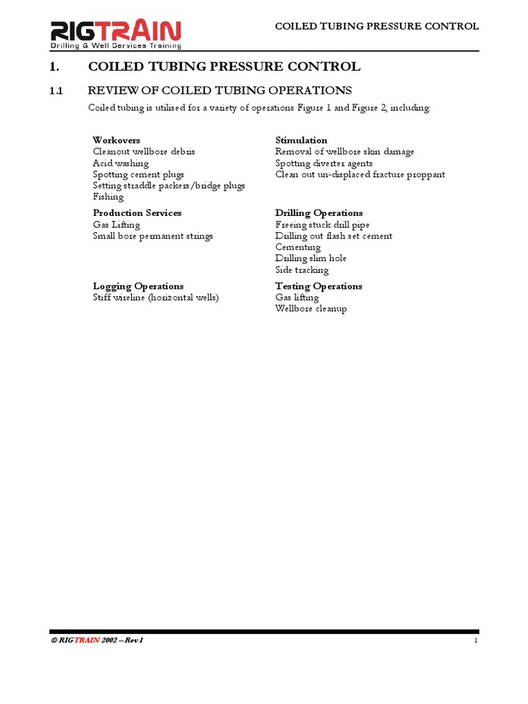 Coiled Tubing Operation | PDF | Pipe (Fluid Conveyance) | Strength Of ...