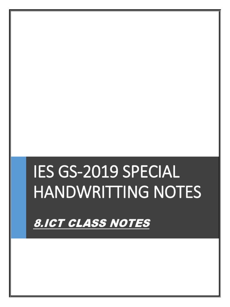 8.ICT Class Notes | PDF | Information And Communications Technology ...