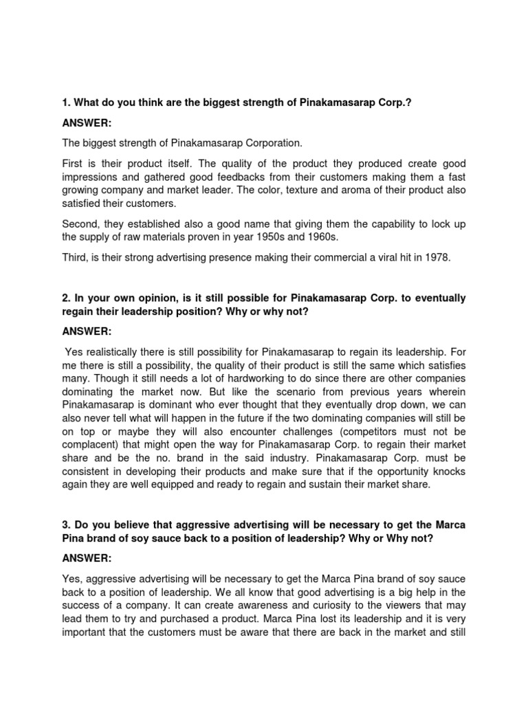 Pinakamasarap Corp - Case Study | PDF | Supermarket | Marketing