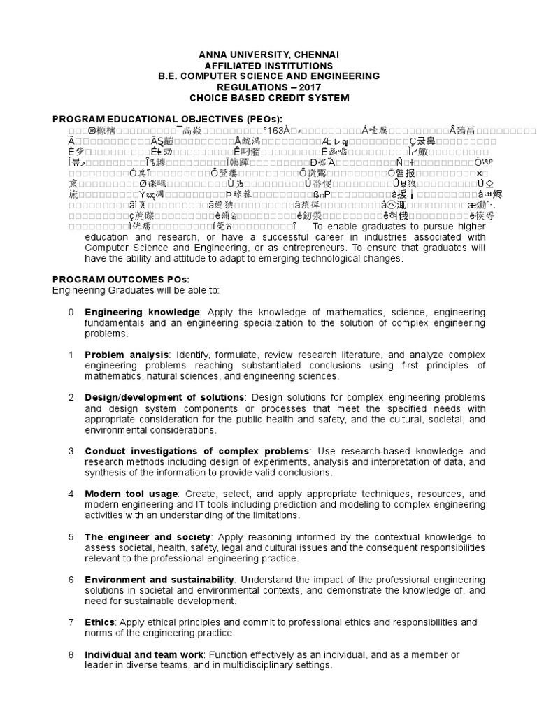 B.E. Cse Syllabus Reg 2017 | PDF | Engineering | Computer Science