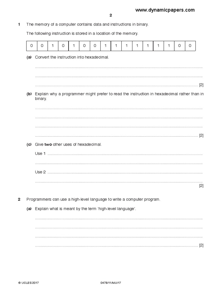 Computer Science Past Paper | PDF | Logic Gate | Random Access Memory