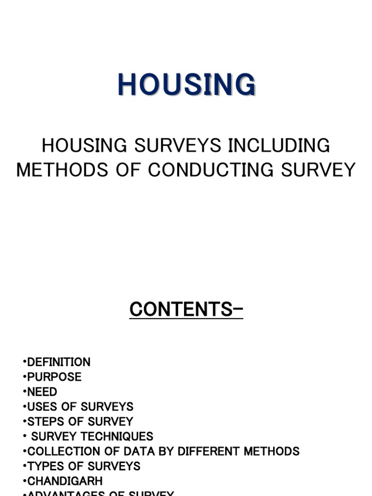 Housing Surveys: Methods and Techniques | PDF | Survey Methodology ...