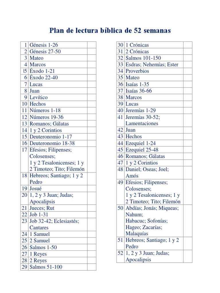 Plan de Lectura Bíblica de 52 Semanas | PDF