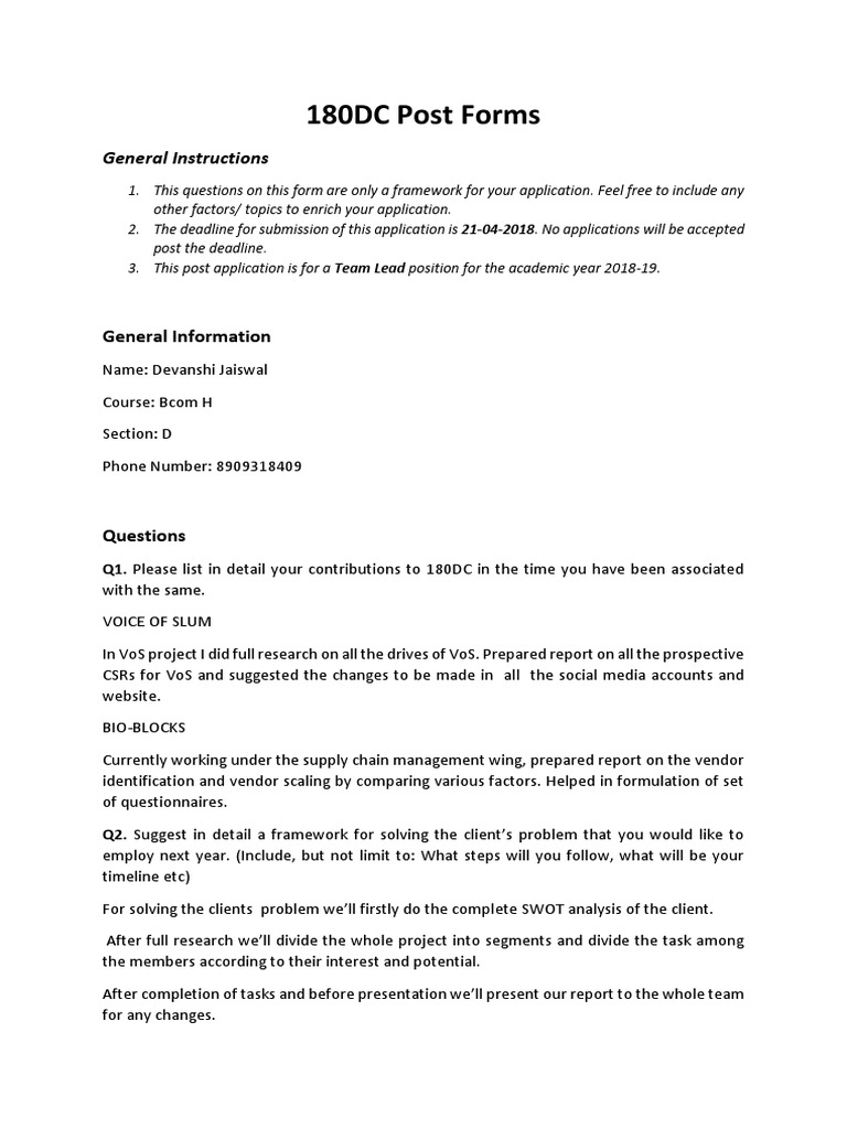 180DC Post Forms: General Instructions | PDF | Social Media | Popular ...