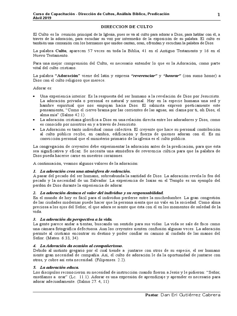 Dirección de Cultos | PDF | Oración | Salmos