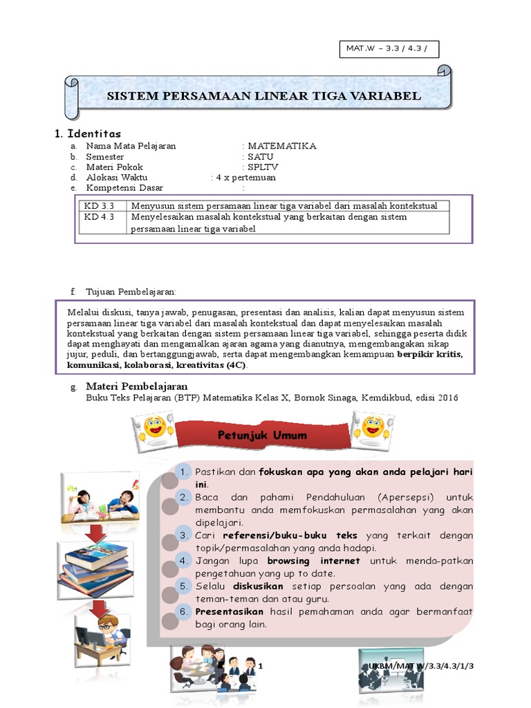 Sistem Persamaan Linear Tiga Variabel | PDF | Seni & Disiplin Bahasa