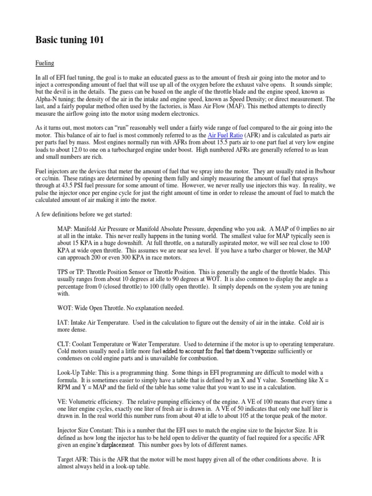 Understanding the Basic Fueling Equation for EFI Tuning | PDF | Fuel ...