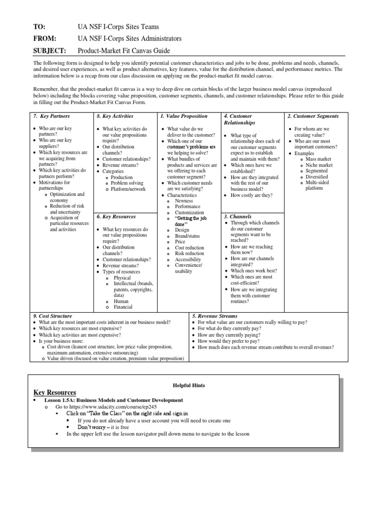 Product-Market Fit Canvas | PDF | Business Model | Business