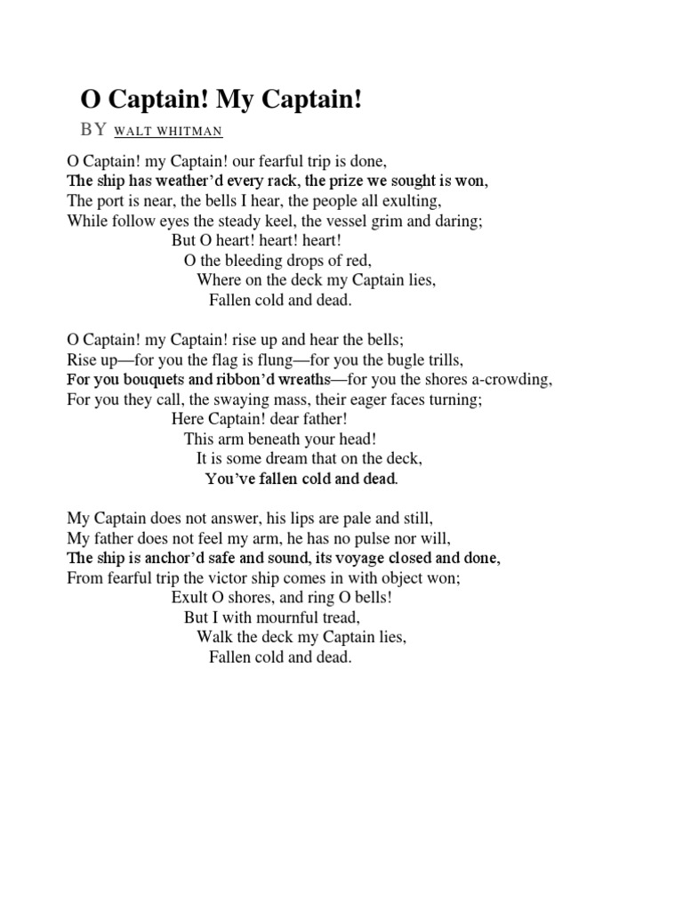 Walt Whitman's "O Captain! My Captain!" | PDF