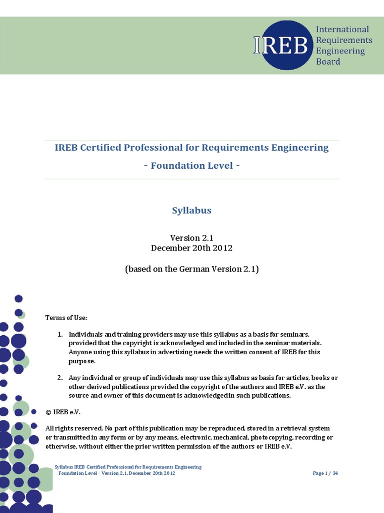 IREB Cpre Syllabus FL en v21 PDF | PDF | Conceptual Model | Use Case