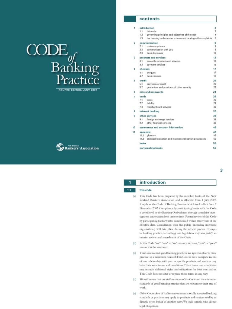 Code of Banking Practice 2007 | Cheque | Payments