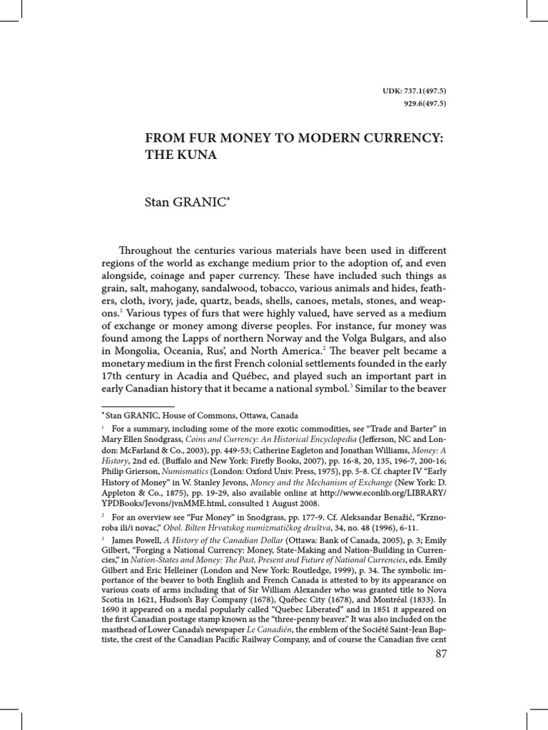 From Fur Money To Modern Currency - The Kuna | PDF