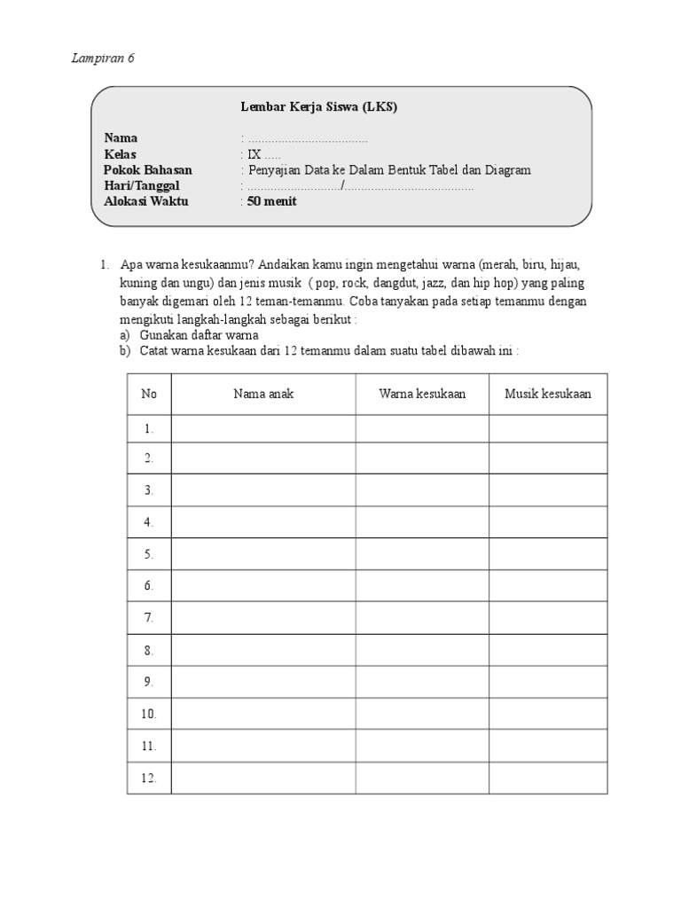 Lembar Kerja Siswa LKS | PDF