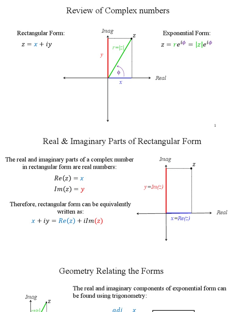 Review of Complex Numbers: Exponential Form: Rectangular Form | PDF ...
