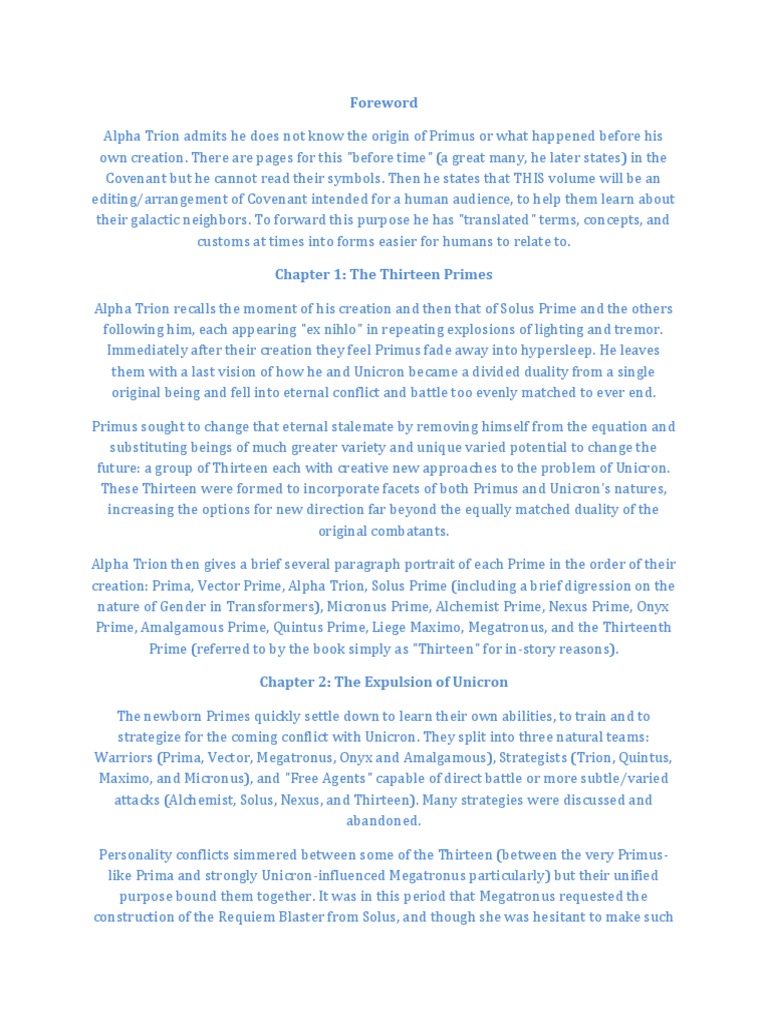 Transformers Covenant of Primus | PDF | Fictional Vehicles | Fictional ...