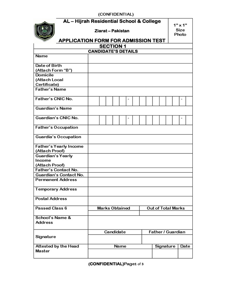 Application Form For Addmission Class 7 PDF | PDF | Justice | Crime ...