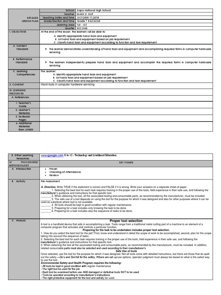 Hand Tools in Computer Hardware Servicing | PDF | Electrostatic ...