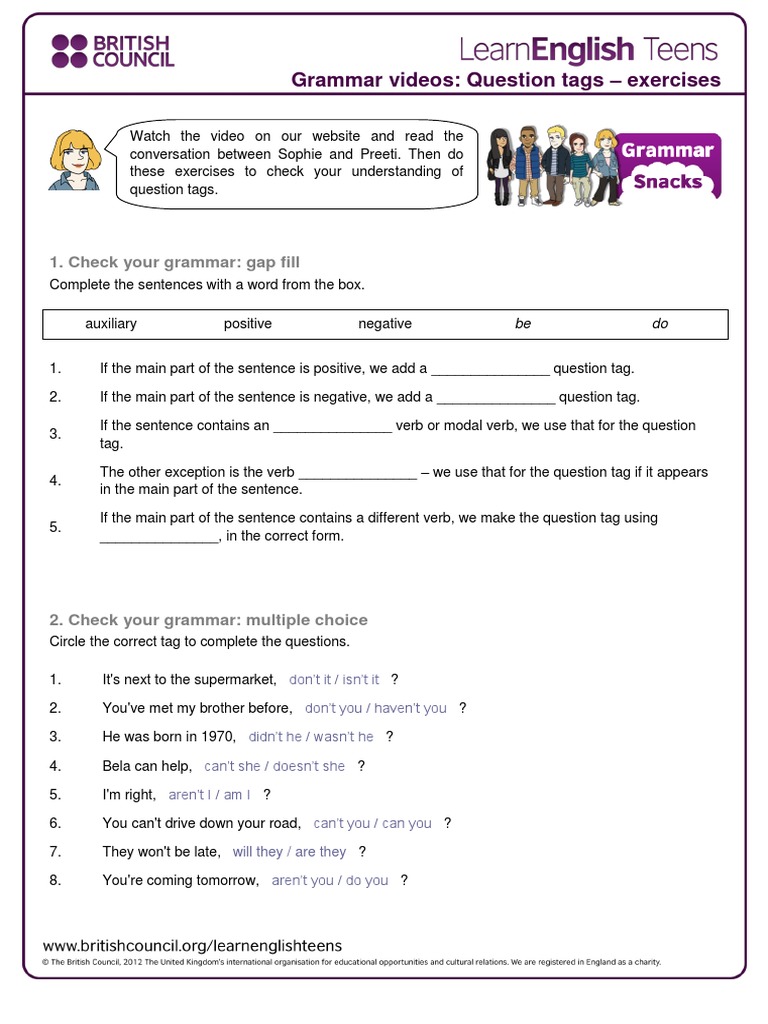 1st-Question Tags - Exercises PDF | PDF