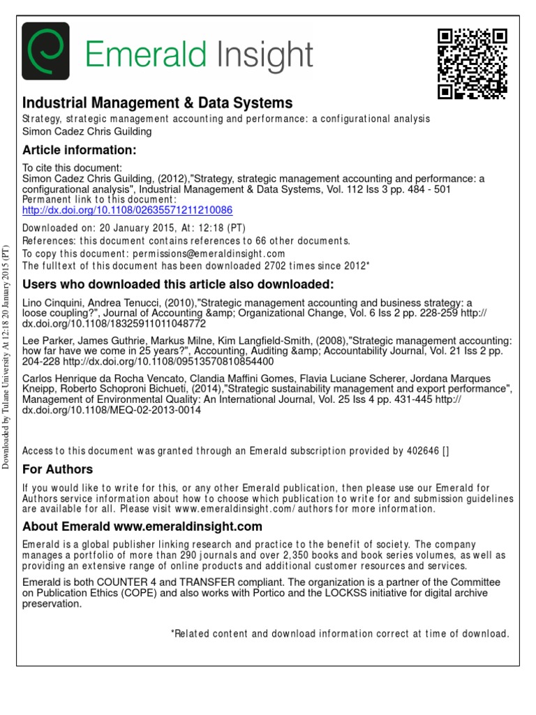 Industrial Management & Data Systems: Article Information | PDF ...