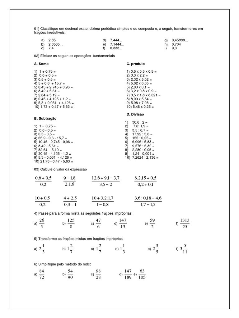 Contas Basicas | PDF | Notação matemática | Álgebra abstrata