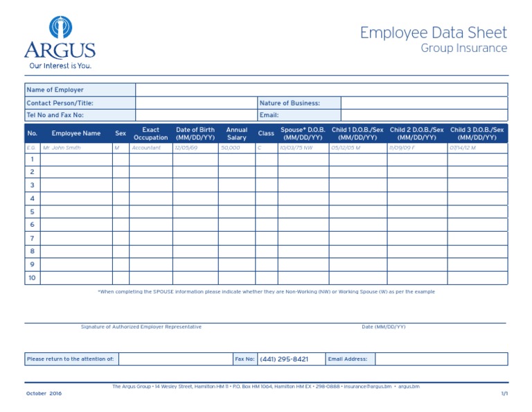 He Employee Data Sheet | PDF