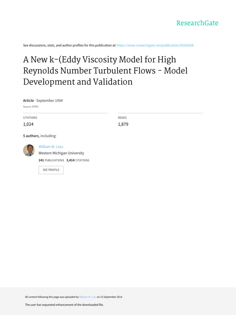 New k-Eddy Viscosity Model for Turbulence | PDF | Turbulence | Fluid ...