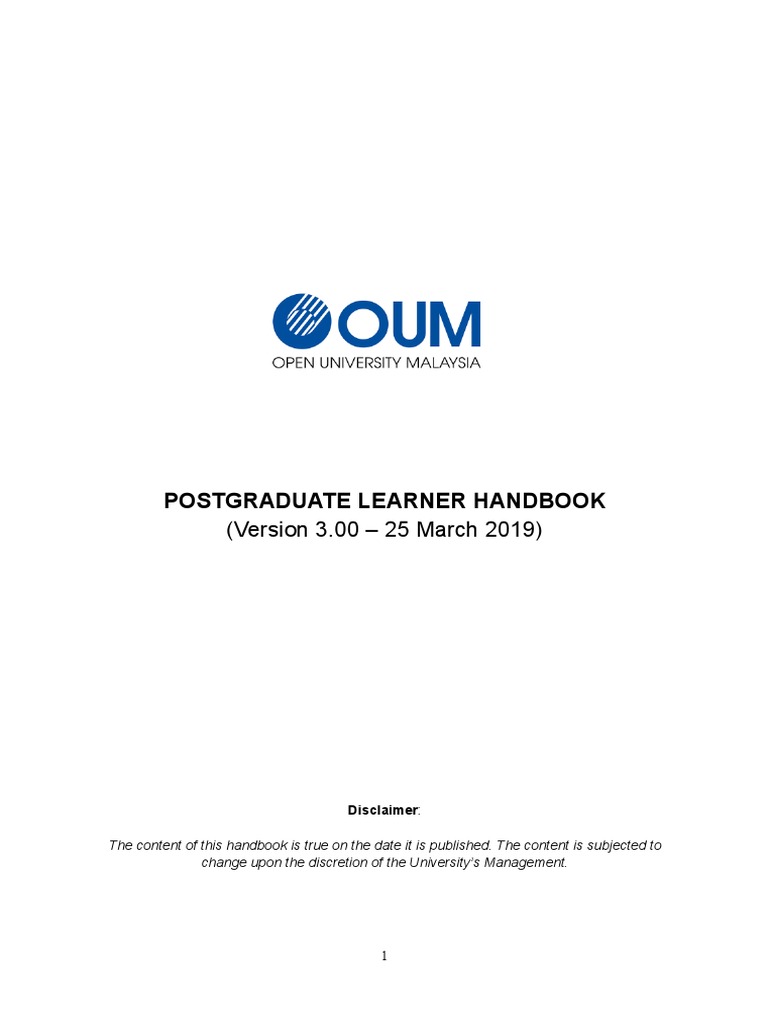 Postgraduate Learner Handbook | PDF | Thesis | Postgraduate Education