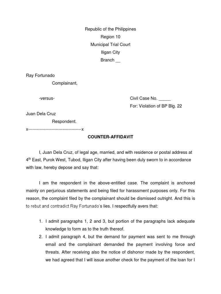 Counter Affidavit | PDF | Virtue | Common Law