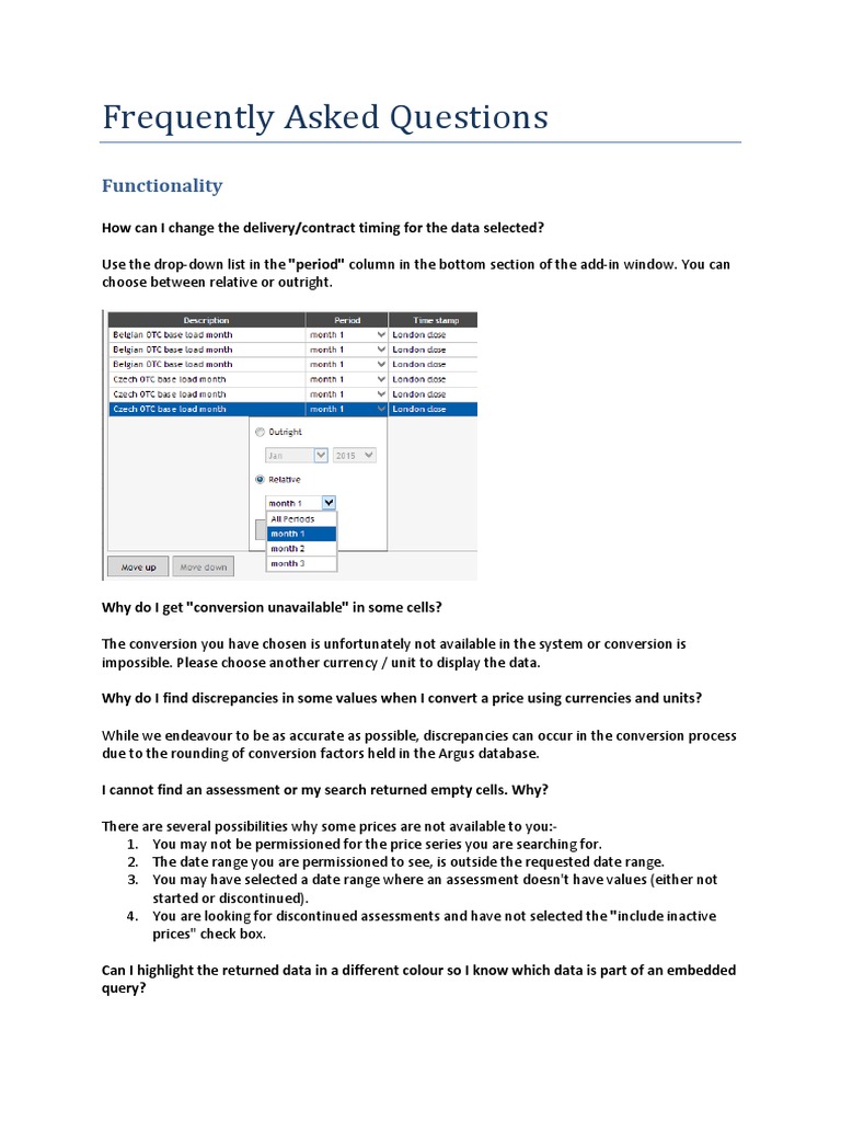 Argus Direct For Spreadsheets Faqs | PDF | Spreadsheet | Microsoft Excel