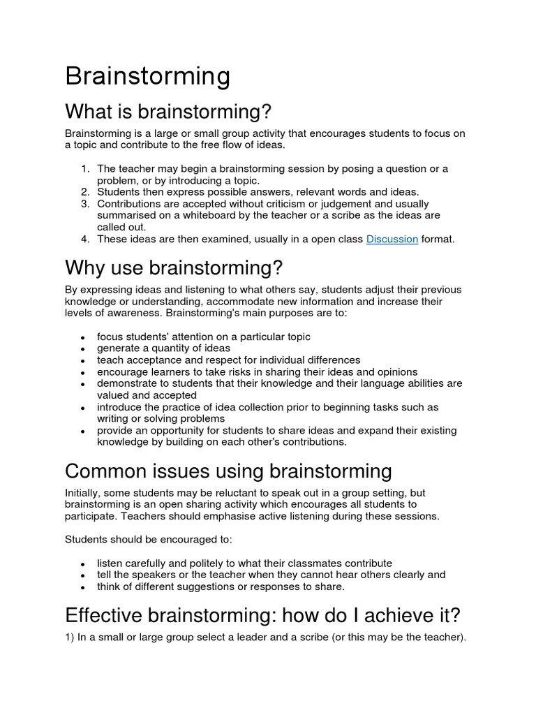 What Is Brainstorming? | PDF | Brainstorming | Educational Psychology