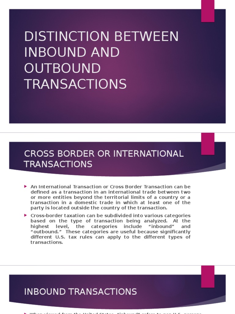 Inbound and Outbound Transactions | PDF | Government Finances | Taxes