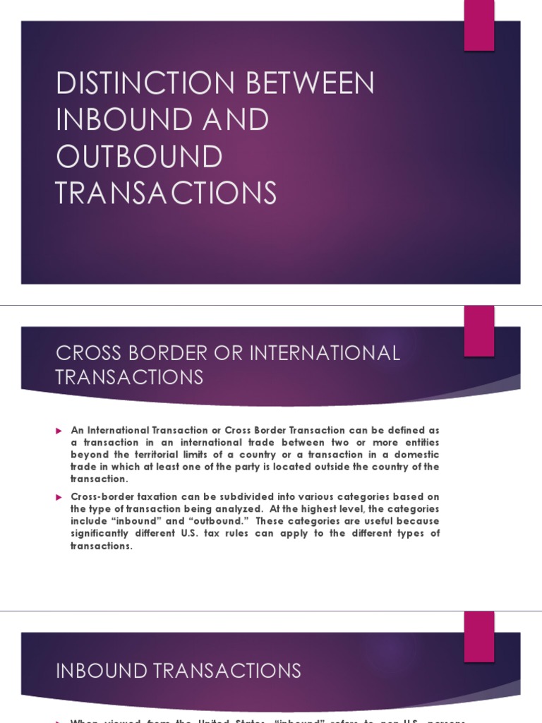 Inbound and Outbound Transactions | PDF | Public Finance | Taxation