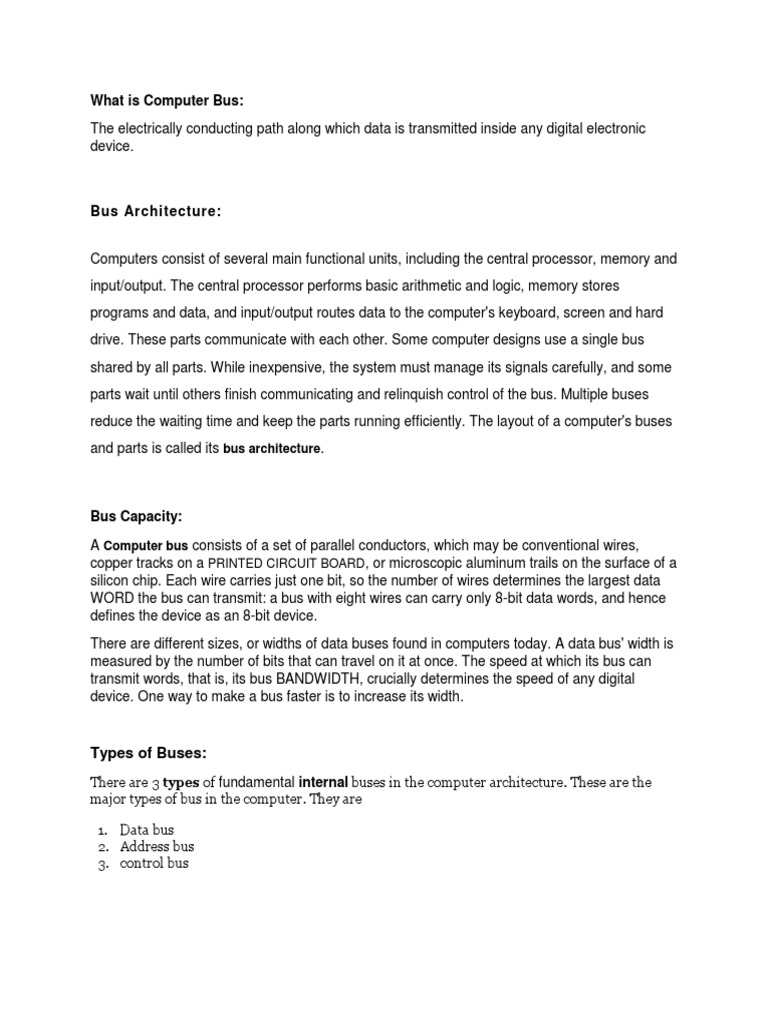 What Is Computer Bus:: Types of Buses | PDF | Random Access Memory ...