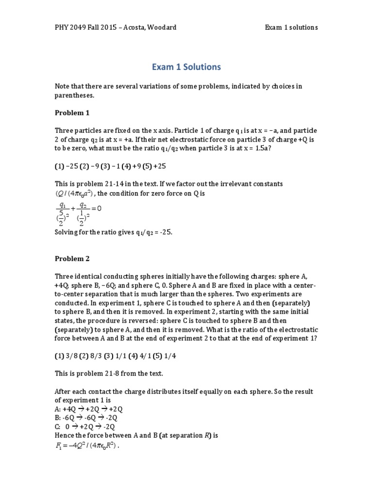 Exam1 Solutions F15 PDF | PDF | Capacitor | Flux